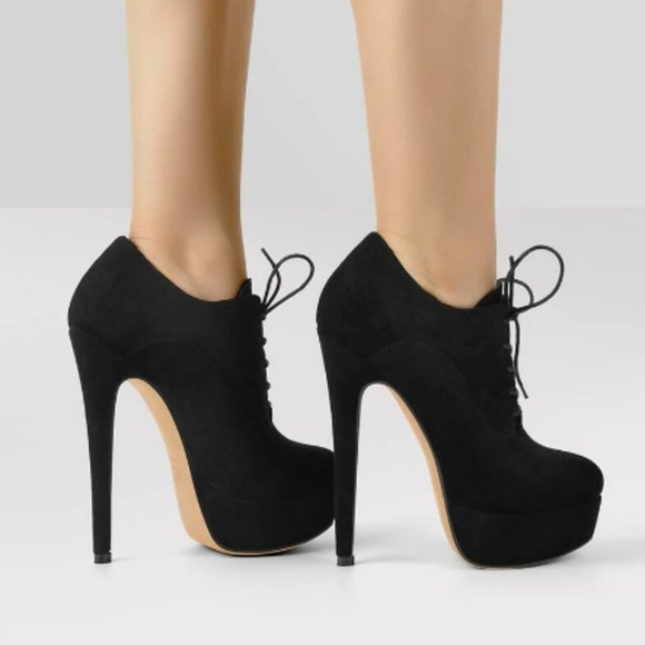 Shoes | Exotic Pole Dancer Platform Bootie Heels Lace Up Suede Leather ...